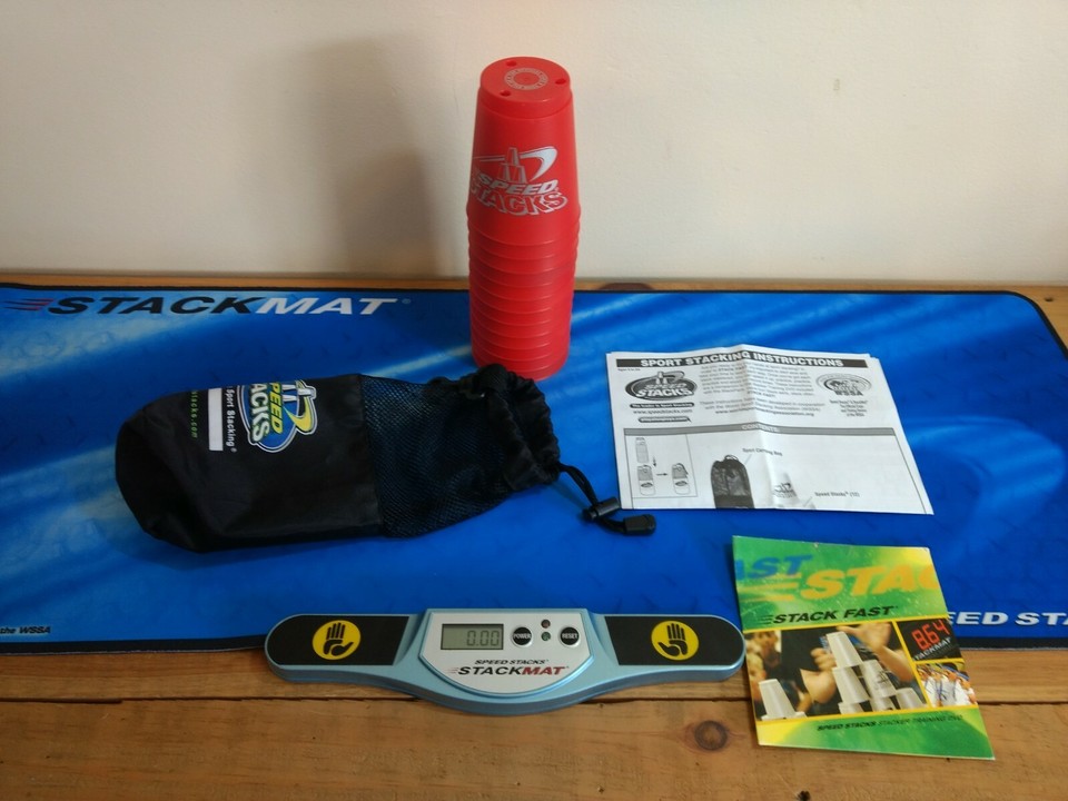 SPEED STACKS BUNDLE 12 RED CUPS 1 STACKMAT 1 TIMER 1 CUP KEEPER 1 DVD ...