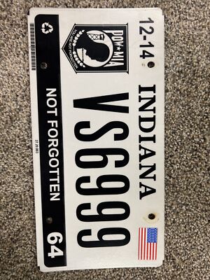 Indiana license plate POW MIA PRISONER OF WAR not Forgotten VS 6999 | eBay