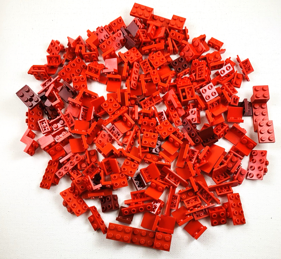 Lego Red Brackets SNOT Stud on Side 200pc 2x4 1x4 2x2 1x2 93274 2436 ...