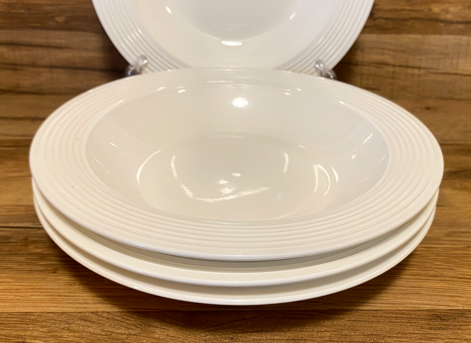SET OF 4 - FOOD NETWORK - WHITE RIPPLE - 9" RIMMED SOUP SALAD PASTA ...