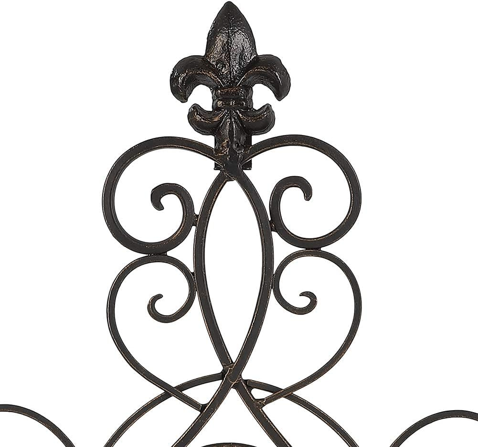 28" H Large Iron Cross Wall Decor for Home, Fleur-De-Lis Accents, Dark ...