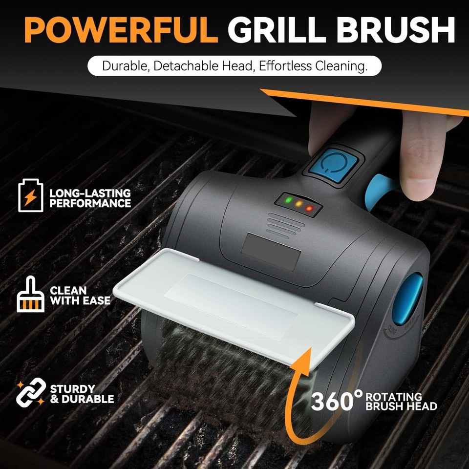 Auto Dynasty Cordless Electric Grill Brush, Rechargeable Grill Cleaning ...