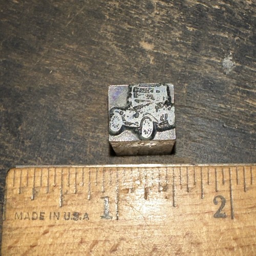 Print Block “ Antique Car “ Small Lead Print Block. Nice Details!! | eBay