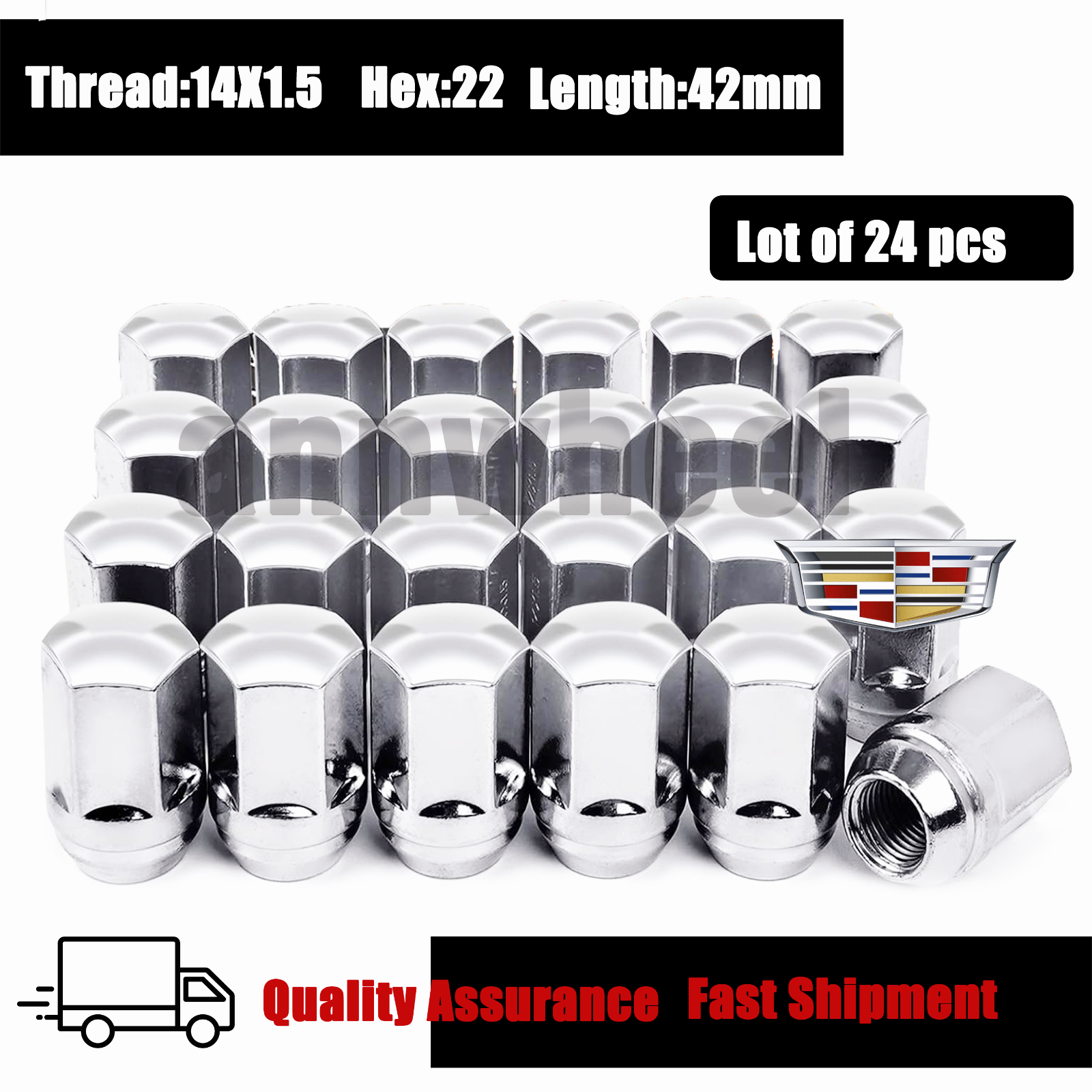 9596070 24 fit GM Chevy GMC Cadillac Factory Polished Steel 14x1.5 Lugs ...