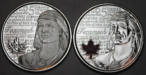 Canada 2012 Regular and Coloured Tecumseh 25 cents Nice - BU Canadian ...