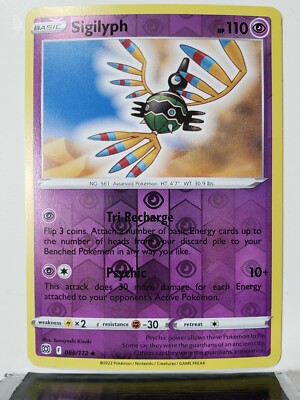 REVERSE HOLO Sigilyph 066/172 NM / M Brilliant Stars Pokemon Card $2 ...