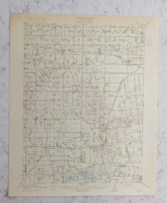 ANTIQUE ORIGINAL ALGER OHIO TOPOGRAPHY GEOLOGICAL SURVEY TOPO MAP 1915 ...