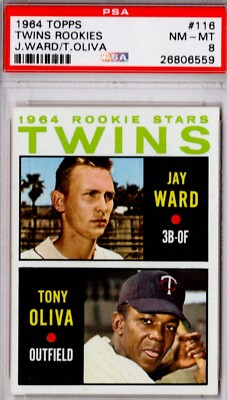 Tony Oliva Rookie Card, PSA 8, AL Rookie of the Year, MLB Hall of Fame ...