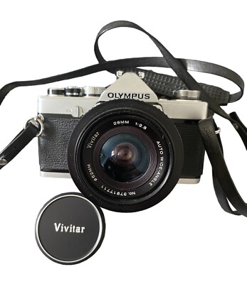 Olympus OM1 N 35mm SLR Film Camera with Vivitar 28mm 1:2.8 lens Kit ...