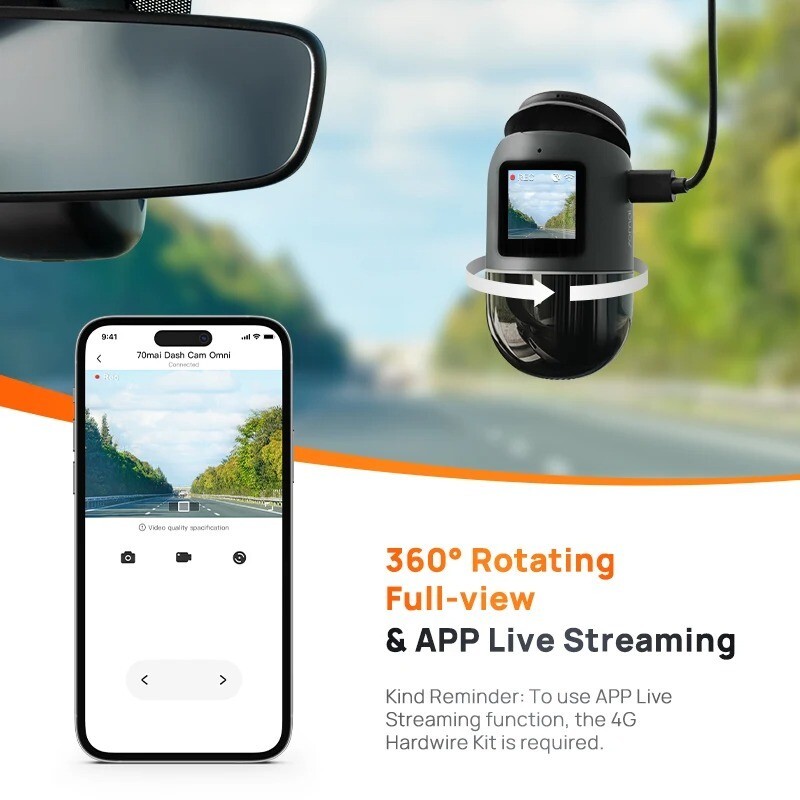 70mai Dash Cam X200 Omni 360° Full View Camera Car DVR Built-in GPS AI ...