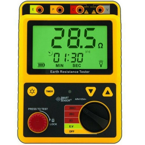 Portable Digital Earth Ground Resistance Meter Tester 2ohm/20ohm/200ohm ...