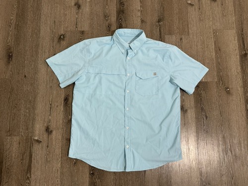 Huk Fishing Shirt Mens XL Blue Vented Breathable Lightweight Button Down | eBay