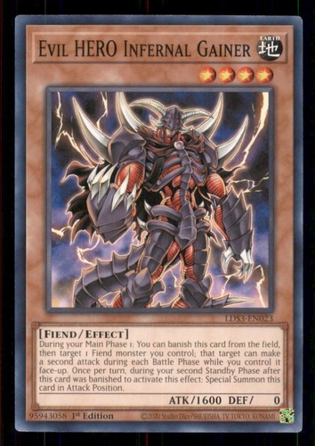 Yugioh Evil HERO Infernal Gainer #LDS3-EN023 Legendary Duelists: Season ...