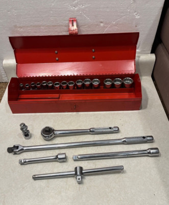 VINTAGE INDESTRO SUPER 21 PIECE 1/2 INCH SOCKET SET & METAL BOX | eBay