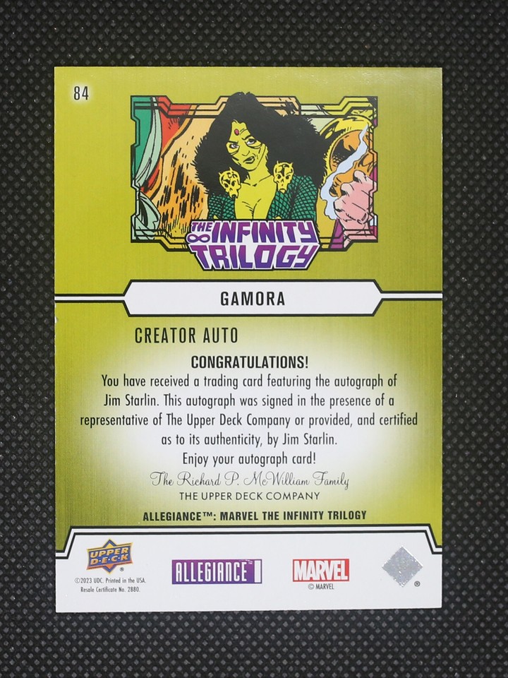 Gamora 2024 Allegiance Marvel Infinity Trilogy #84 Creator Auto By Jim ...