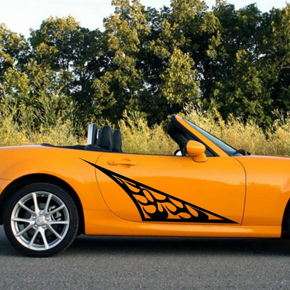Car Door Decals Racing Flames Outline 56'' for MX-5 Vinyl Side Stickers ...
