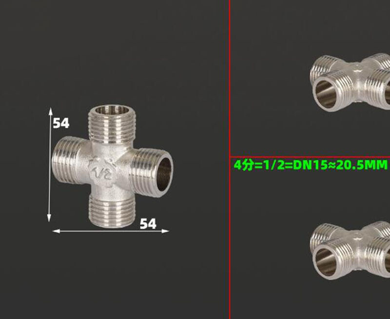 4 Way Cross BSP Equal Cross Fitting – Nickel Plated Brass, 4-Way ...
