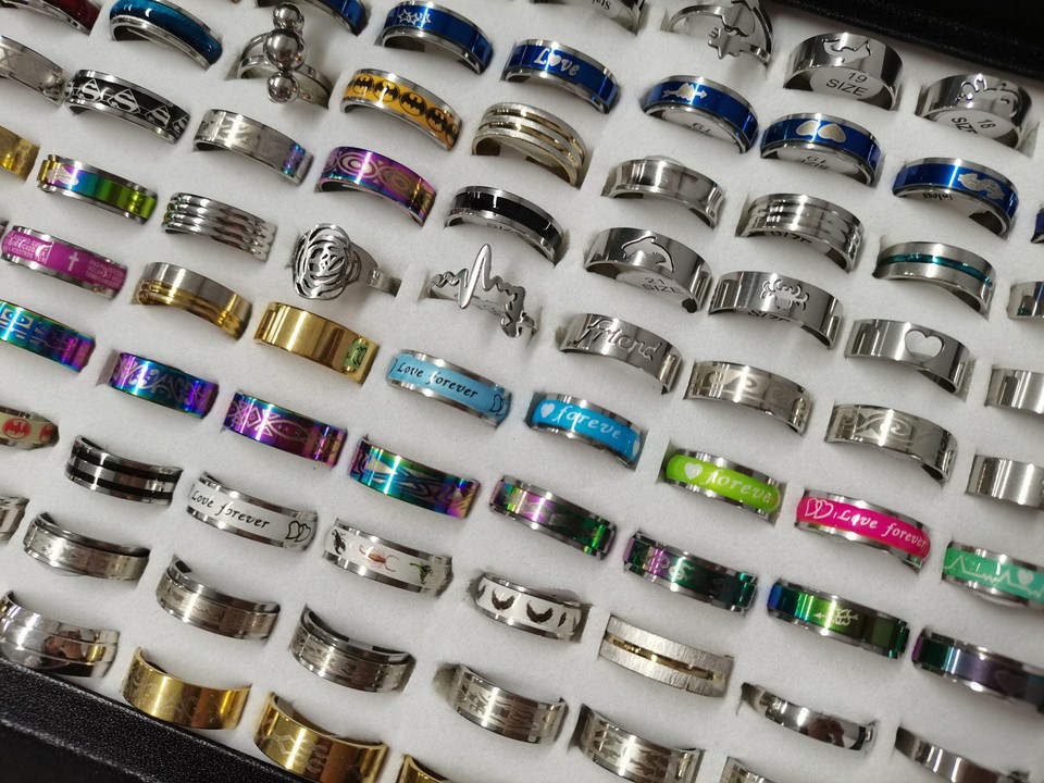 20-500pcs MIX LOT Stainless Steel Rings Wholesale Men Women Fashion ...