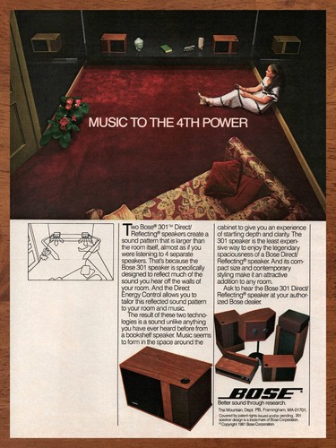 1982 Bose 301 Direct/Reflecting Speakers Vintage Print Ad/Poster Audio ...