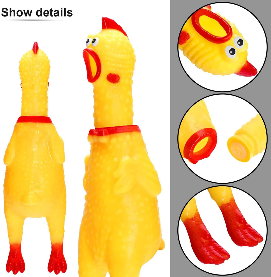 6 Pack Rubber Screaming Chicken Toy Yellow Rubber Squeaking Chicken Toy ...