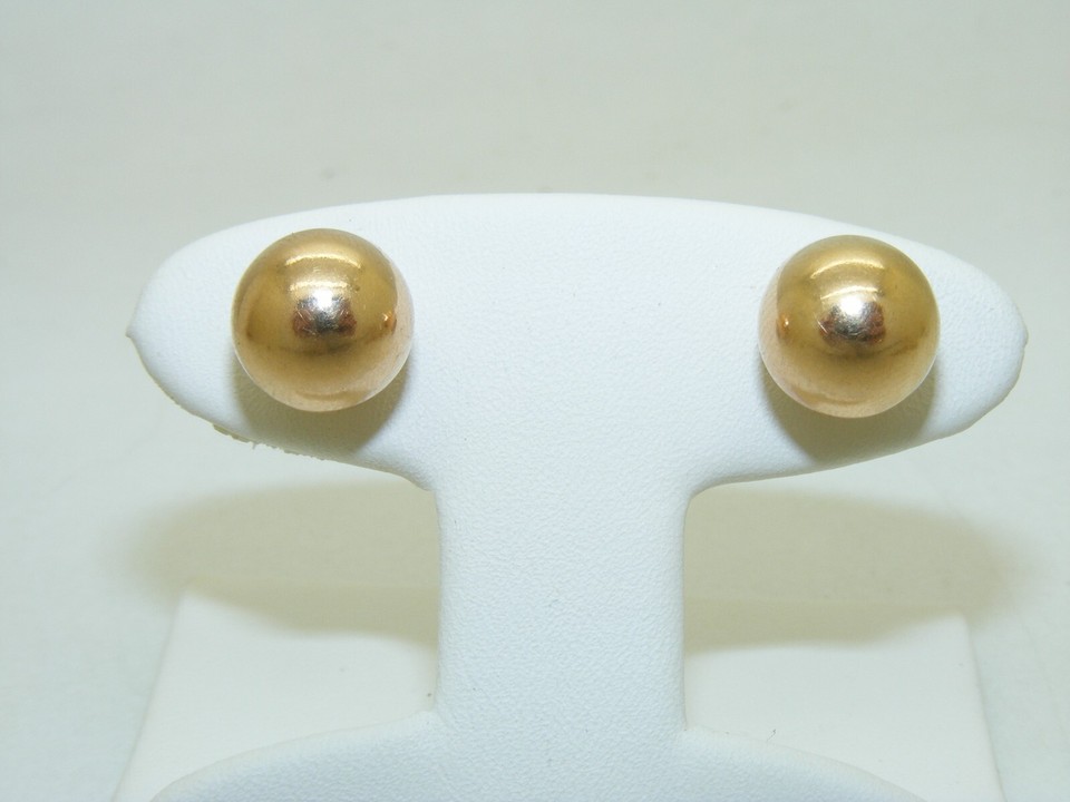 14k Yellow Gold Round Ball Earring | eBay
