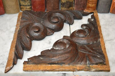 Antique Pair German Black Forest Carved Wood Corner Brackets ...