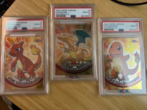 2000 Topps Chrome Charizard, Charmander And Charmeleon Pokemon T.V. PSA ...