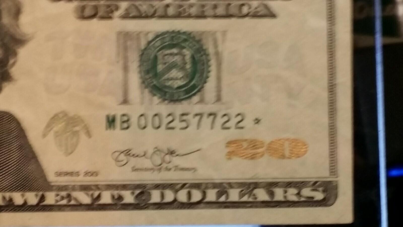 2013 $20 TWENTY DOLLAR BILL STAR NOTE Ultra Rare FDR # MB00257722 | eBay