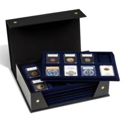 Certified Coin Slab Folder Box Case + 6 Graded NGC PCGS Trays Tablo ...