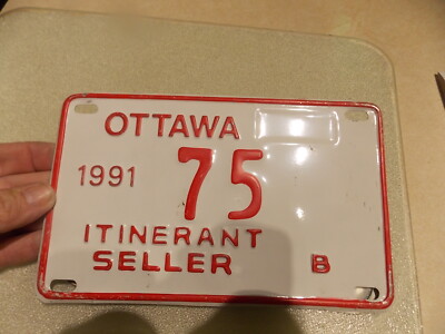Ottawa Ontario "Itinerant Seller" License Plate, Free Shipping | eBay