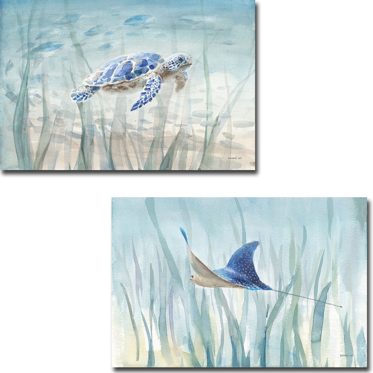 Undersea Turtle & Ray by Nai 2-pc Gallery-Wrap Canvas Set (24 in x 36 ...