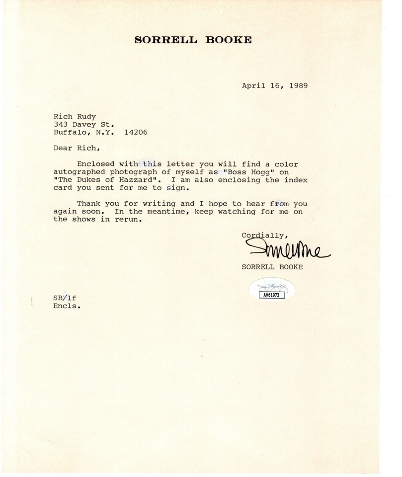 SORRELL BOOKE Signed letter with FREE 8x11 Photo Collage JSA ...
