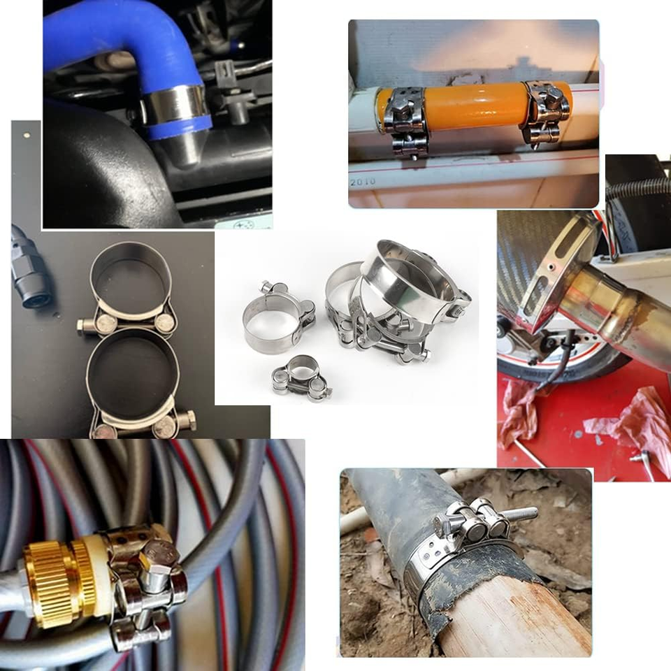 T-Bolt Hose Clamps, Adjust Tube Clamps 23-25Mm 304 Stainless Steel ...