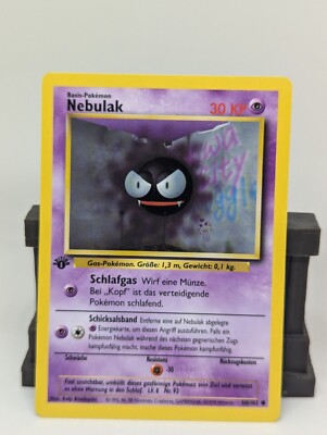 1st Edition Gastly (Nebulak) 50/102 - NM German Base Set Pokemon Card ...