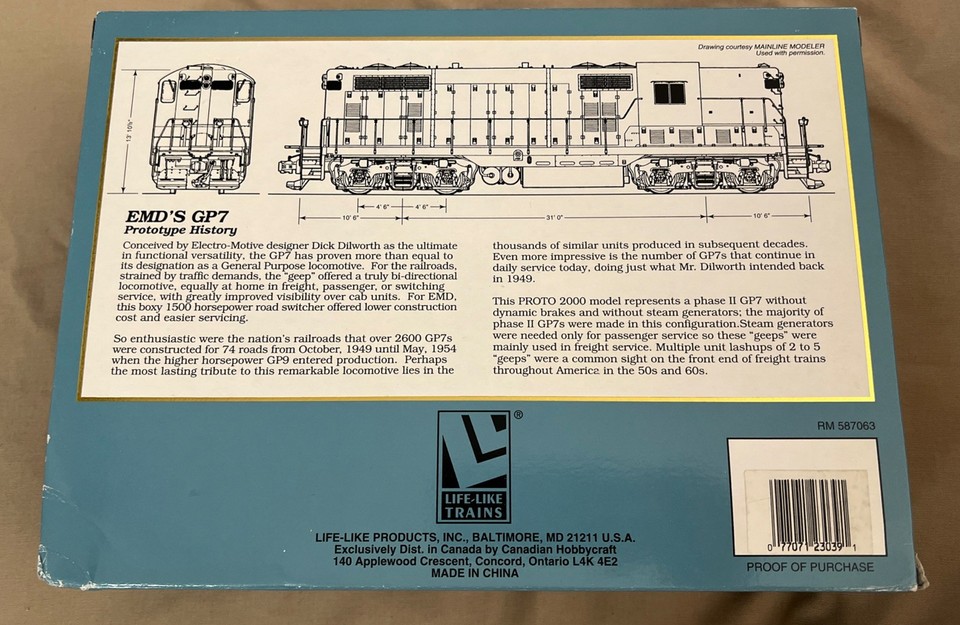 Proto 2000 Series HO Scale GP7 Locomotive #1803- New | eBay