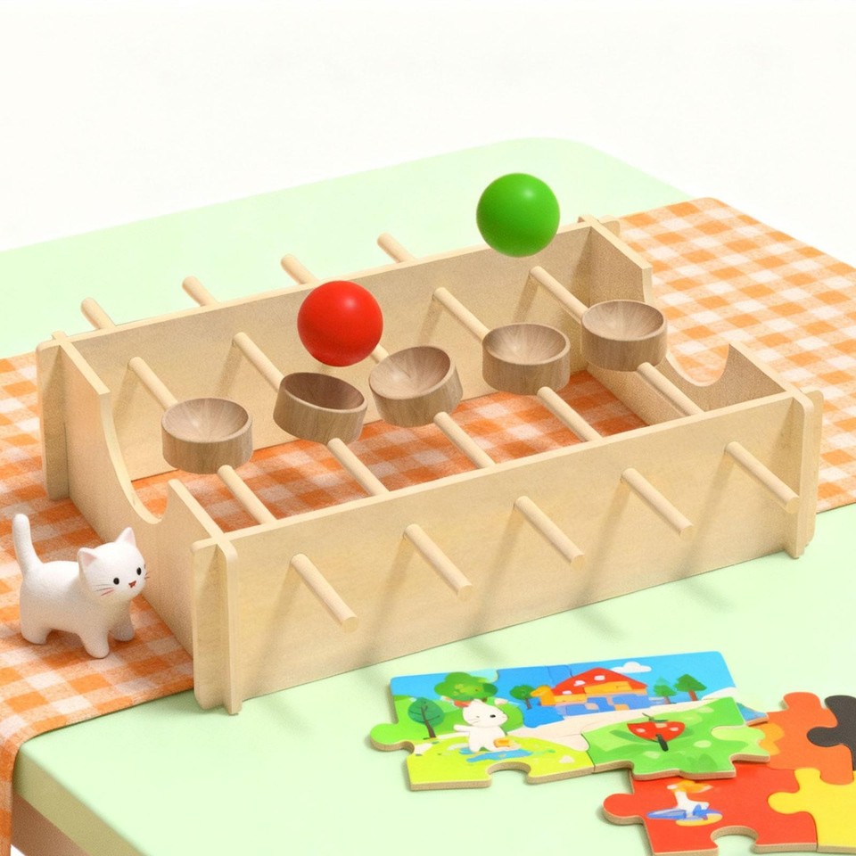 Roll Ball Puzzle Game Kids Wooden Ball Drop Educational Board Game ...