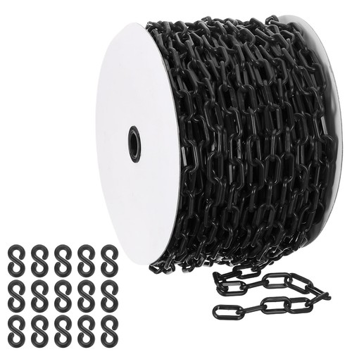 Black Plastic Chain, 164 ft 6mm Safety Barrier Chain Large Plastic ...