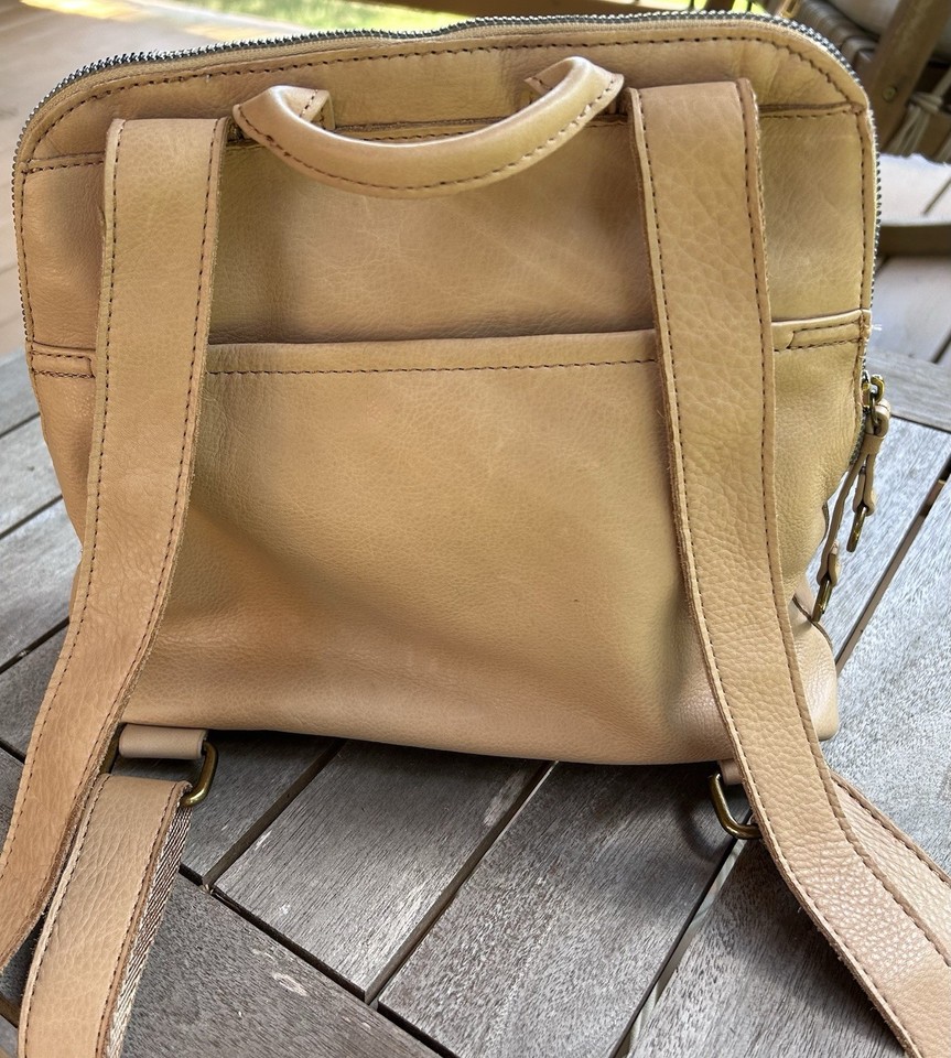 American Leather Co. Cleveland Midsize Backpack Purse, Beige Cashew ...