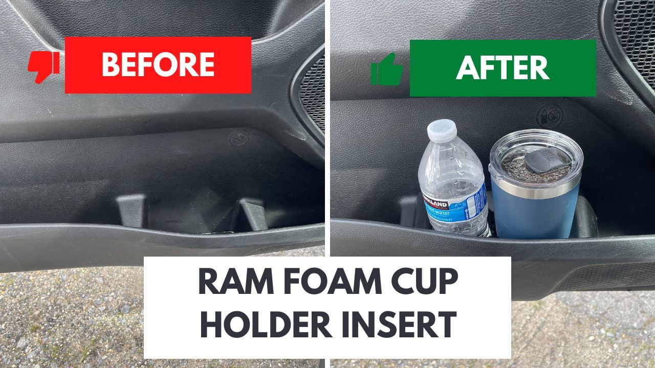 19-23 RAM 1500 FOAM CUP HOLDER LEFT & RIGHT DOOR 5YK46TX7AC 5YK47TX7AC ...