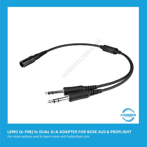 A20 6-Pin LEMO to Twin Plug General Aviation (G/A) Adapter For Bose A20 ...