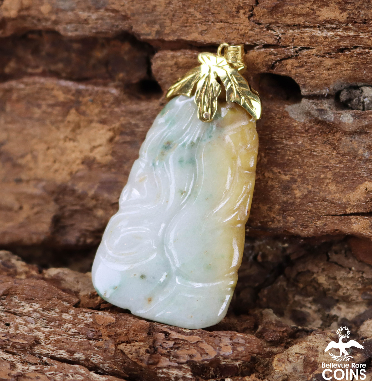 14k Yellow Gold & Light Green Orange Jade Hand-Carved Celtic Pendant | eBay