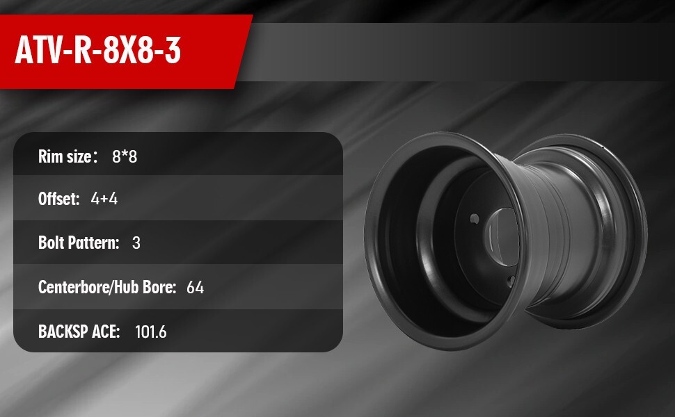 8" Set of 3 8x8 3x100 4+4 ATV Wheels Rims for Honda ATC 110 250R 185S ...
