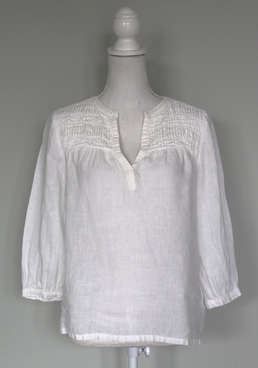 White Linen Peasant Blouses Peasant Blouse In Ivory Linen Revivall