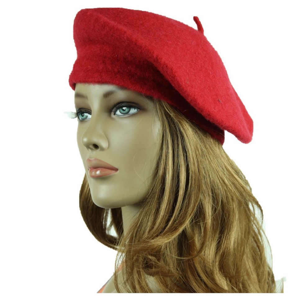 Unisex Wool French Beret Hat Classic Artist Hats Casual Plain Beanie ...