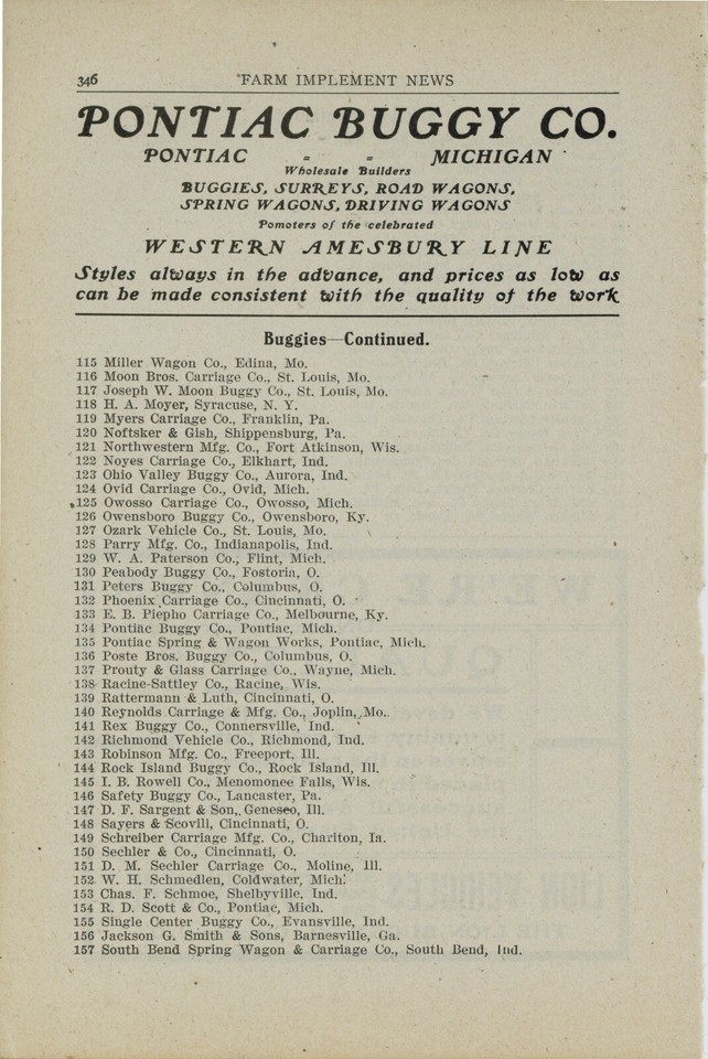 1905 Lion Buggy Co. Cincinnati, OhiO Ad: Rev is Pontiac Buggy Co. Ptc ...