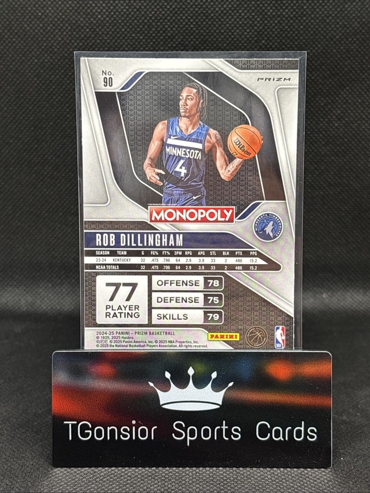 2024-25 Panini Prizm Monopoly Rob Dillingham Rookie #90 Red Wave Prizm ...