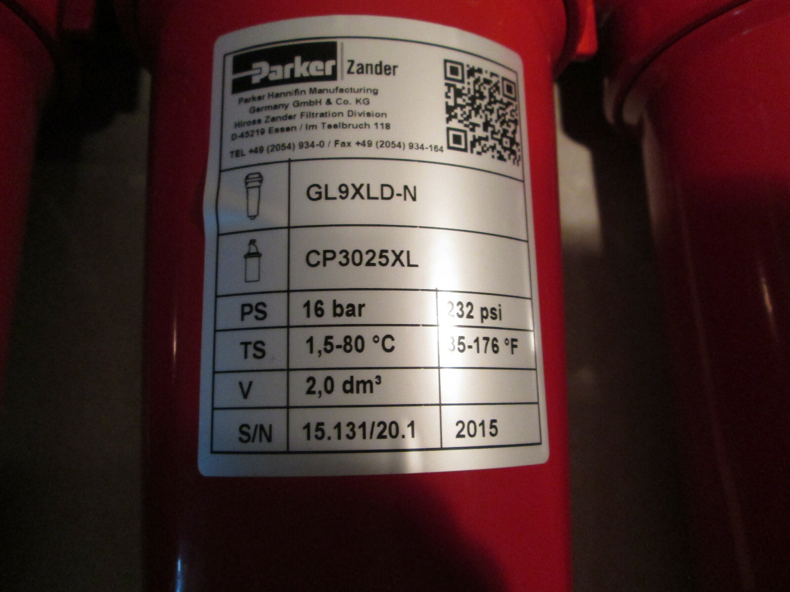 PARKER ZANDER COMPRESSED AIR FILTERS GL9AOA-N,GL9XLD-N,GL9VLD-N **NEW ...