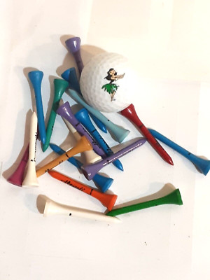 17 HAWAII GOLF TEES WITH 1 PRO USA GOLF BALL WITH HULA GIRL | eBay