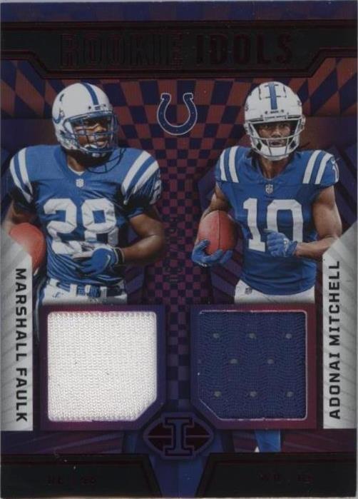 2024 Panini Illusions - Rookie Idols Dual Memorabilia Marshall Faulk, Adonai Mitchell #RI-FM Red ...