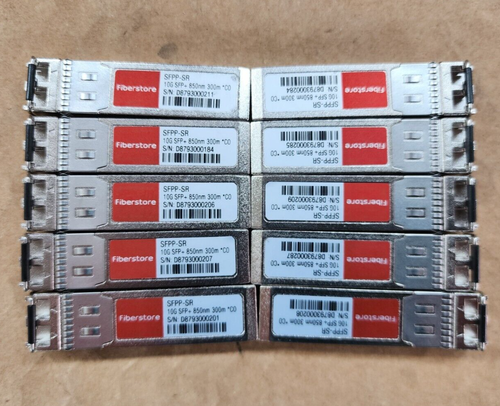 Lot of 10 FiberStore SFPP-SR 10G SFP+ 850nm 300m C0 Optical Transceiver ...